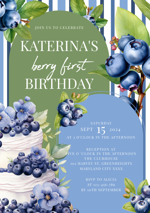 Purple Joyful Blueberry Birthday Invitation Template | PosterMyWall