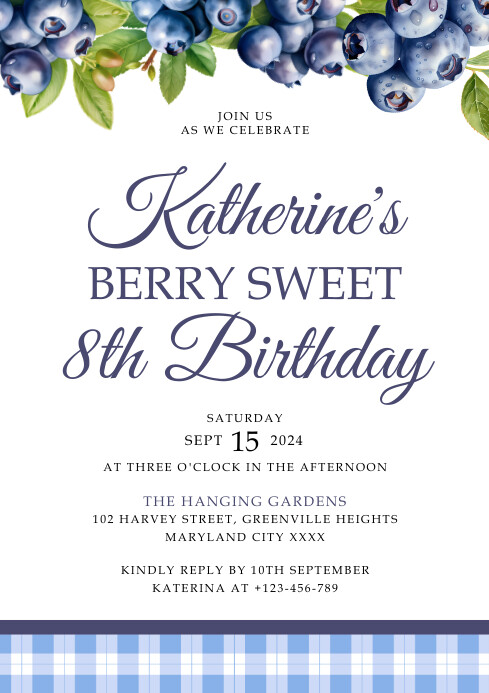 Purple Joyful Blueberry Birthday Invitation Template | PosterMyWall