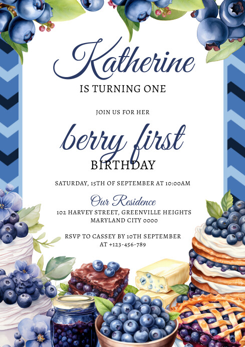 Purple Joyful Blueberry Birthday Invitation Template | PosterMyWall