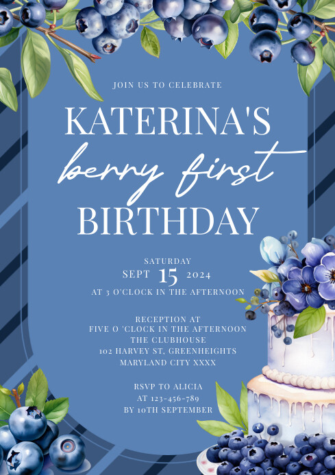 Purple Joyful Blueberry Birthday Invitation Template | PosterMyWall