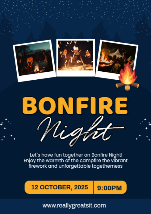 Plantilla de Purple Joyful Bonfire Night A4 | PosterMyWall