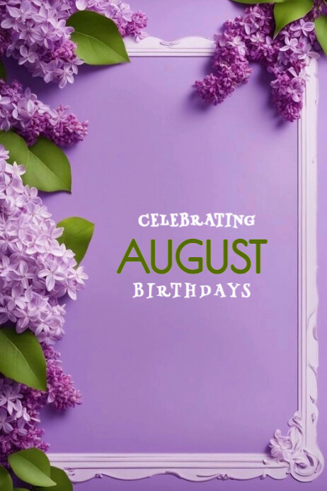 Purple Joyful Celebrating August Birthdays Banner 4' × 6' Template ...