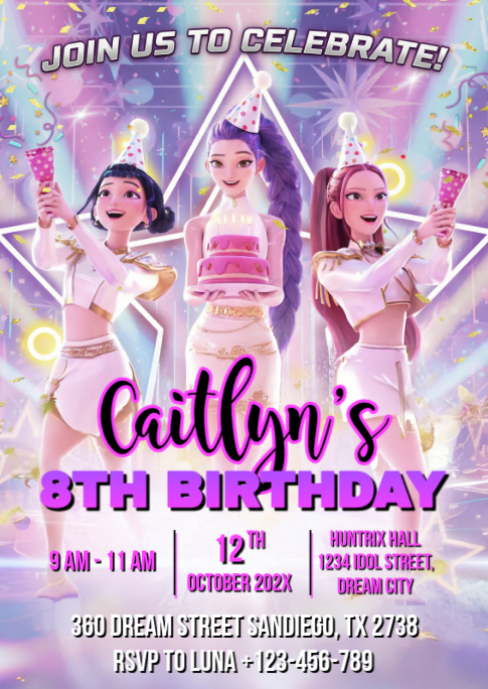 Purple Joyful Children's Birthday Party A6 Template | PosterMyWall