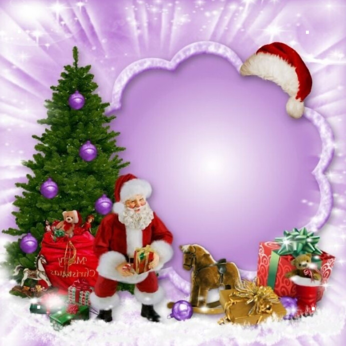 Purple Joyful Christmas Frame Instagram Post Template | PosterMyWall