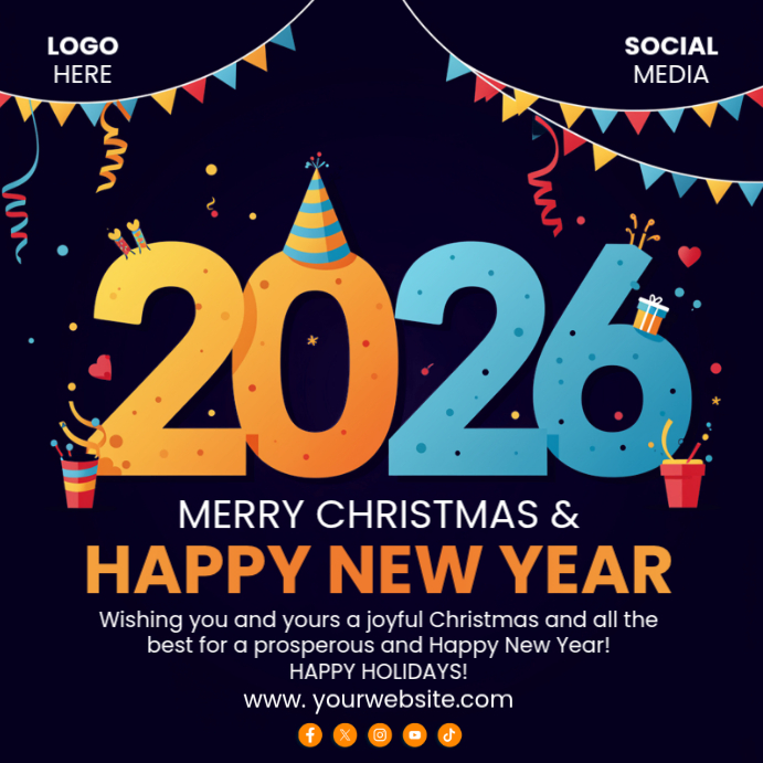Purple Joyful Christmas Happy New Year Instagram Post Template ...