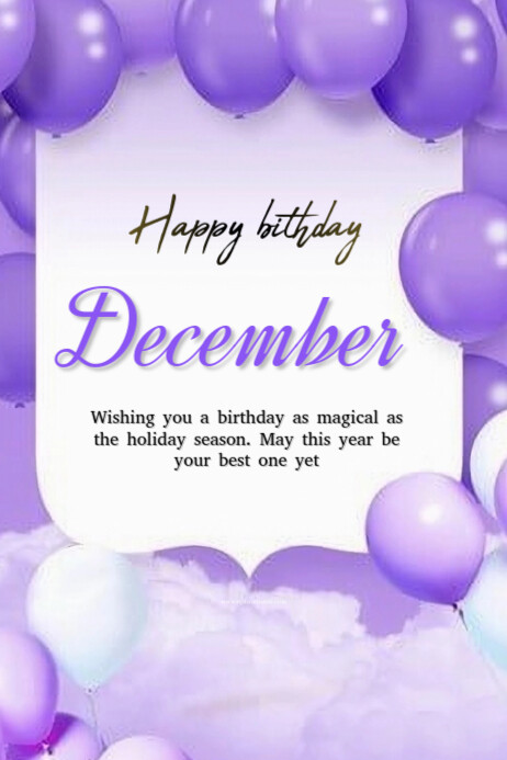 Purple Joyful December Birthday Poster Template | PosterMyWall