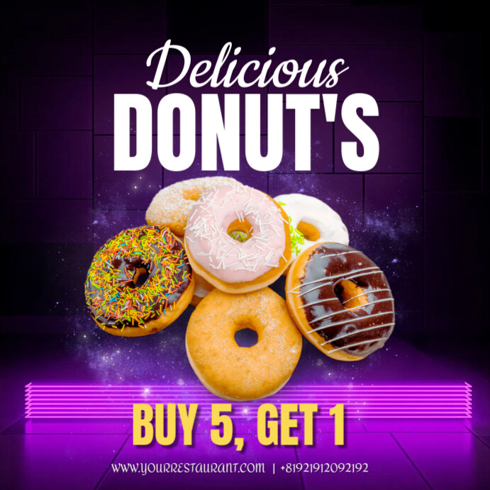 Purple Joyful Delicious Donuts Instagram Post Template | PosterMyWall