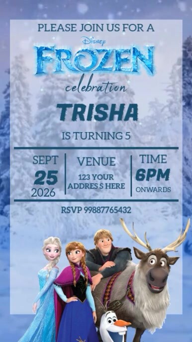 Purple Joyful Disney Frozen Birthday Editable Template | PosterMyWall