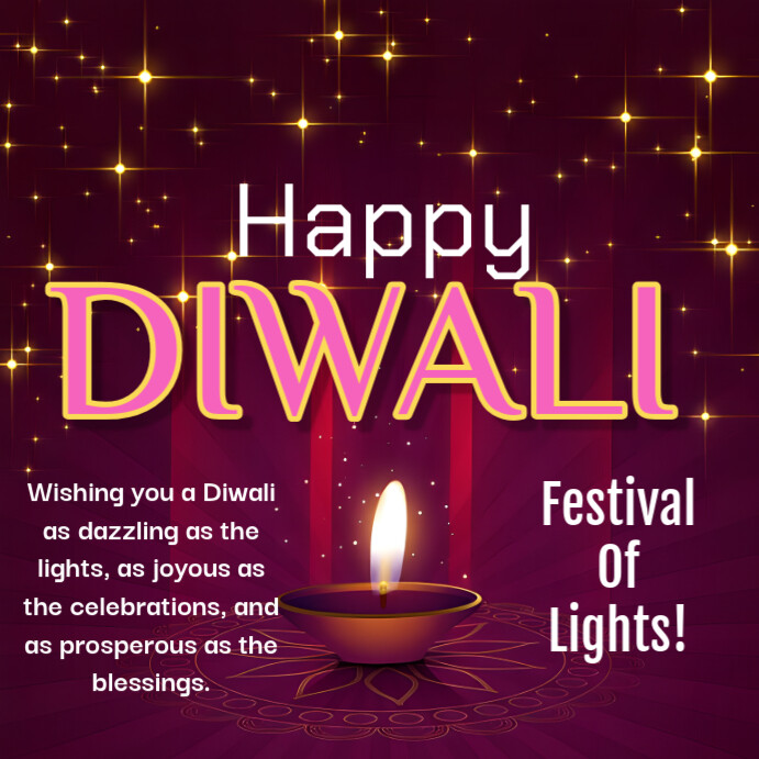Purple Joyful Diwali Festival Of Lights Greeting Instagram Post ...