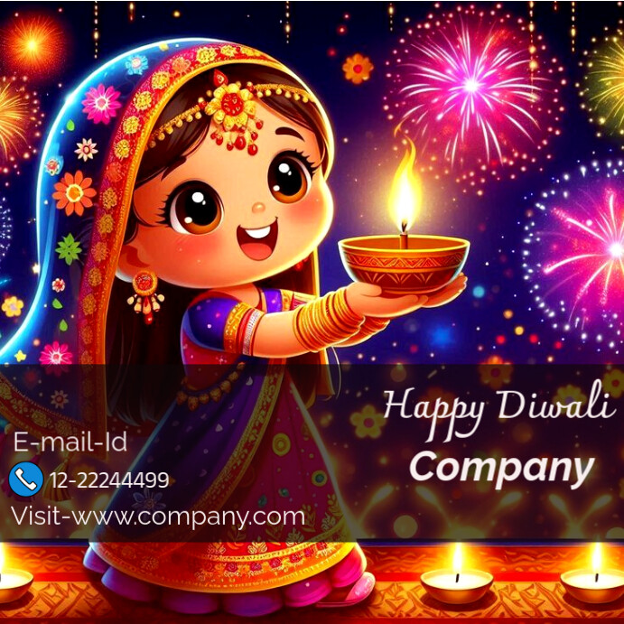 Plantilla de Purple Joyful Diwali Template Company Wishes Instagram ...