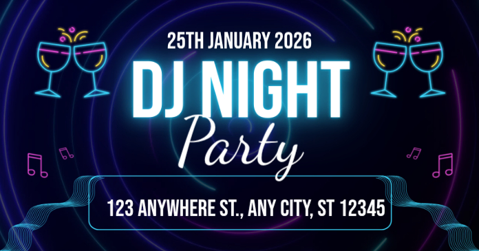 Purple Joyful Dj Night Party Facebook Shared Image Template | PosterMyWall