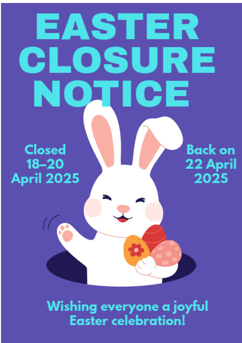 Plantilla de Purple Joyful Easter Closed Day Notice A2 | PosterMyWall