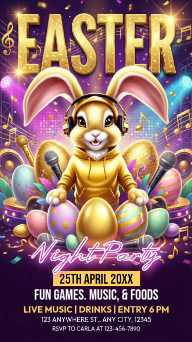 Purple Joyful Easter Night Party Instagram Story Template | PosterMyWall