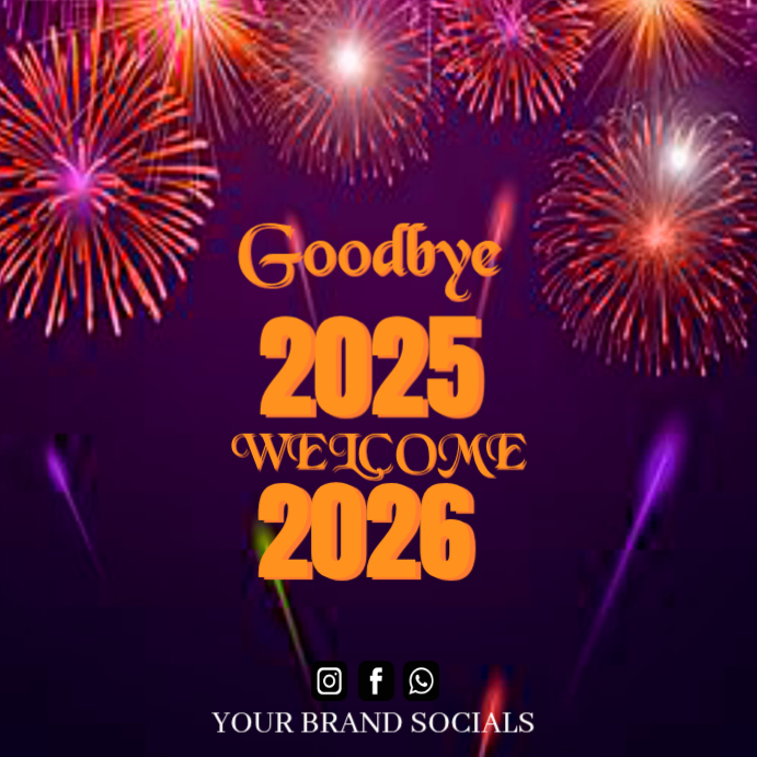 Purple Joyful Explosive Fireworks: Goodbye 2025, Hello 2026 New Year's ...