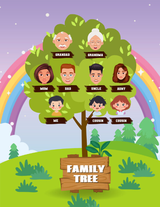 Copy of Purple Joyful Family Tree Flyer (us Letter) | PosterMyWall
