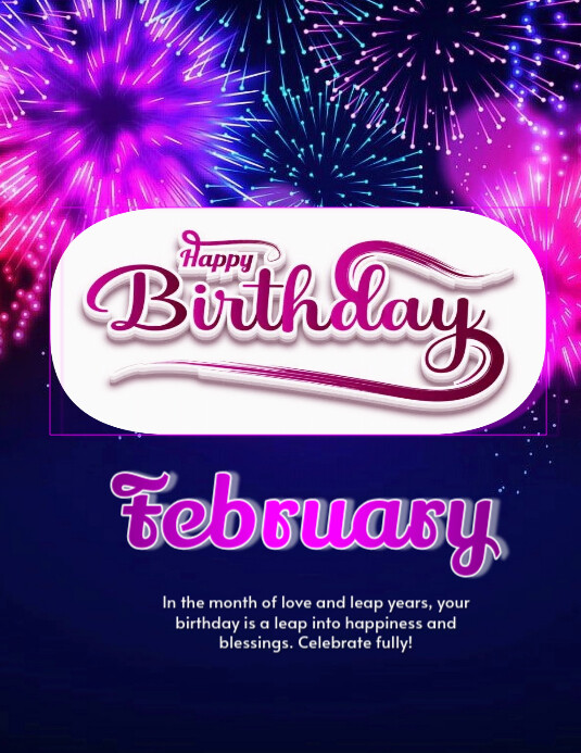 Purple Joyful February Birthday Flyer (us Letter) Template | PosterMyWall