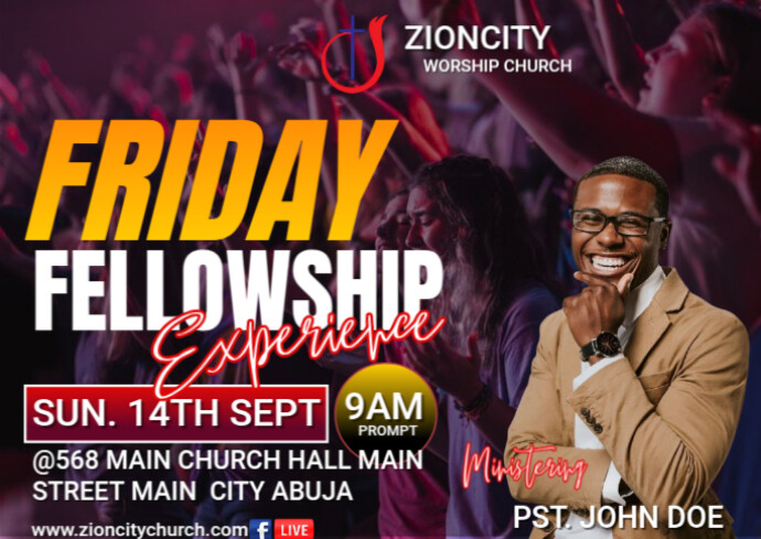 Purple Joyful Friday Fellowship Service Postcard Template | PosterMyWall