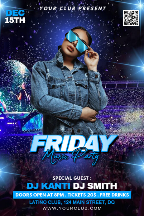 Purple Joyful Friday Music Party Poster Template | PosterMyWall