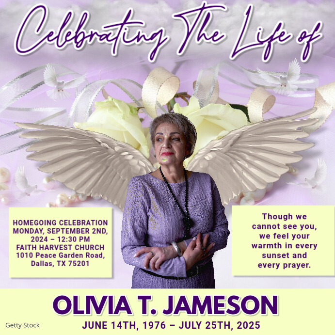 Purple Joyful Funeral Invitation Instagram Post Template | PosterMyWall