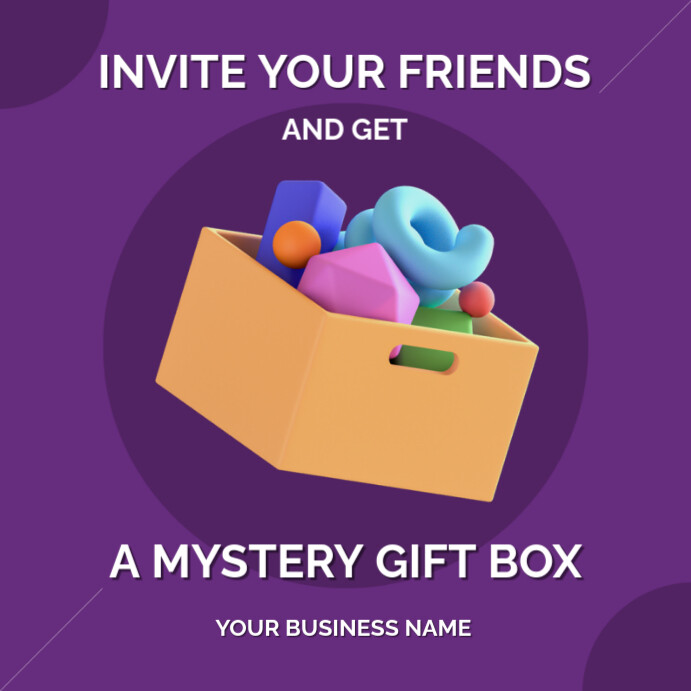 Purple Joyful Giveaway Box Or Mystery Box Gift Instagram Post Template ...