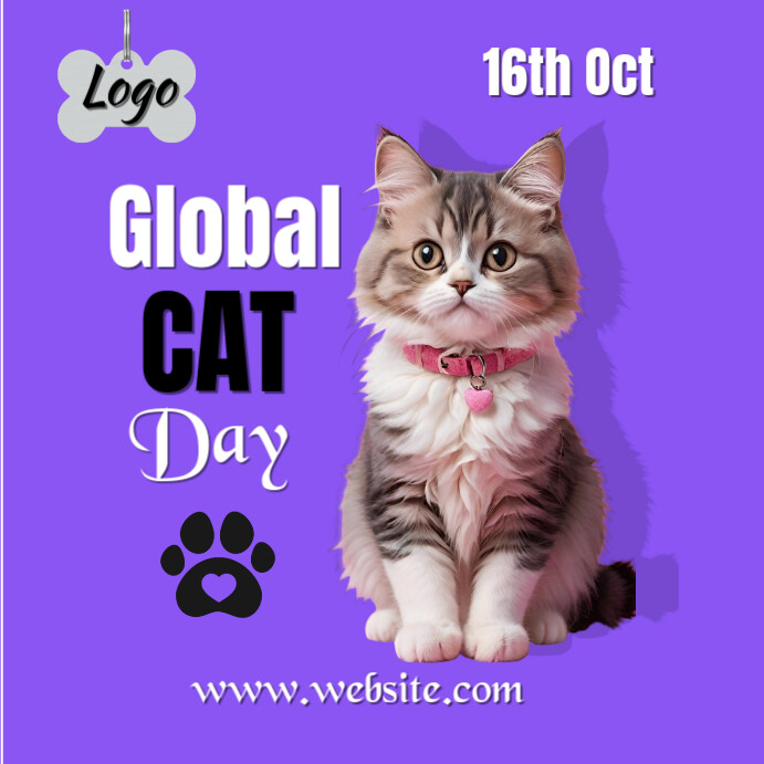 Copy of Purple Joyful Global Cat Day Instagram Post | PosterMyWall