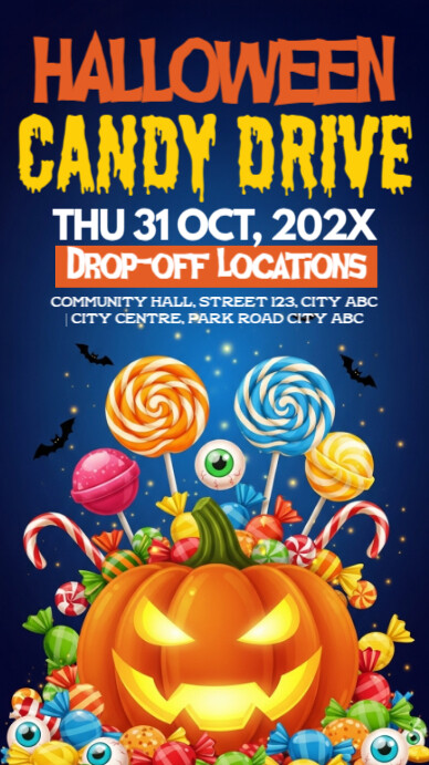 Copy of Purple Joyful Halloween Candy Drive Instagram Story | PosterMyWall