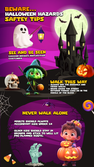 Purple Joyful Halloween Safety Tips Instagram Story Template | PosterMyWall