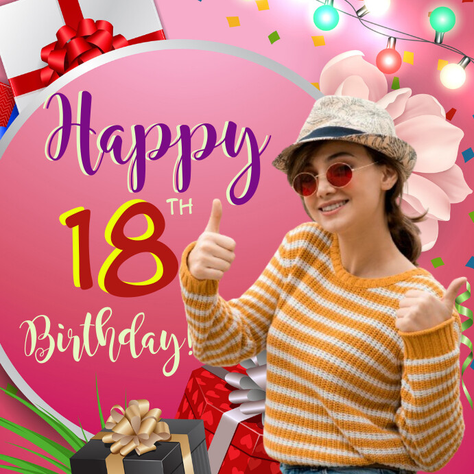 Copy of Purple Joyful Happy 18th Birthday Instagram P | PosterMyWall