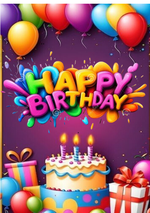 Purple Joyful Happy Birthday A4 Template | PosterMyWall