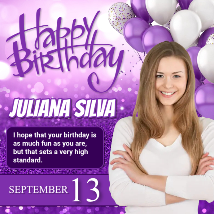 Purple Joyful Happy Birthday Wish Instagram Post Template | PosterMyWall