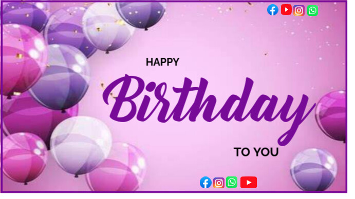 Purple Joyful Happy Birthday Youtube Thumbnail Template | PosterMyWall