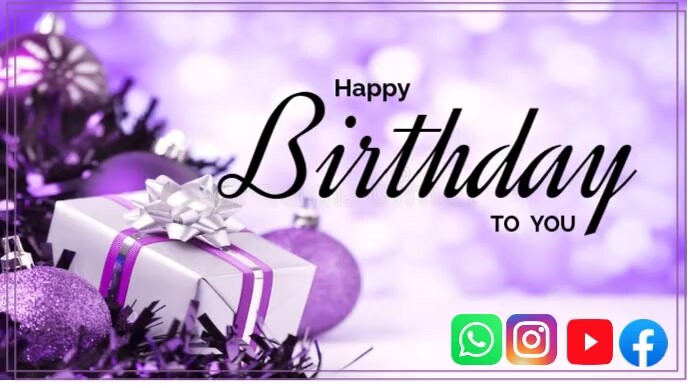 Purple Joyful Happy Birthday Youtube Thumbnail Template | PosterMyWall