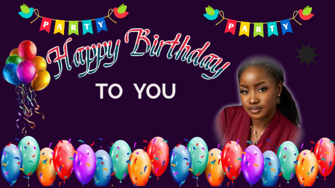 Purple Joyful Happy Birthday Youtube Thumbnail Template | PosterMyWall