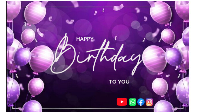 Purple Joyful Happy Birthday Youtube Thumbnail Template | PosterMyWall