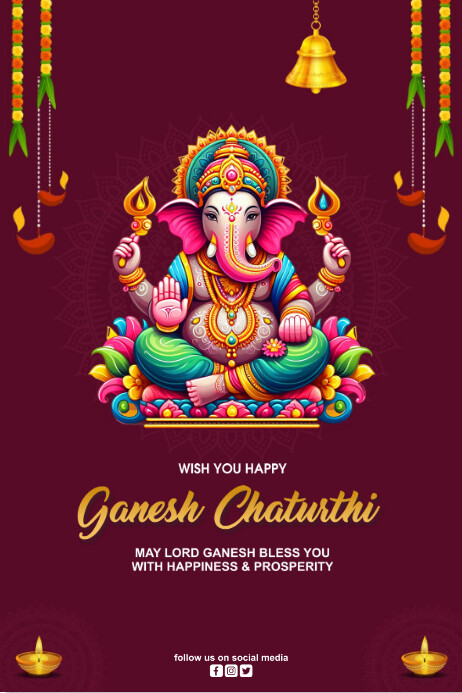 Purple Joyful Happy Ganesh Chaturthi Poster Template | PosterMyWall