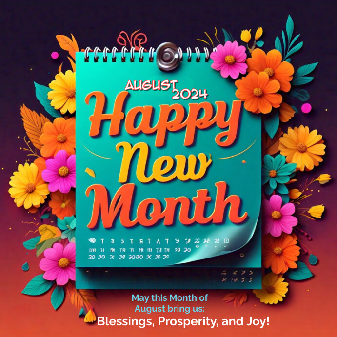 Copy of Purple Joyful Happy New Month August 2024 Squ | PosterMyWall