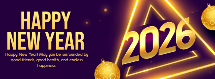 Purple Joyful Happy New Year 2026 Facebook Cover Photo Template ...