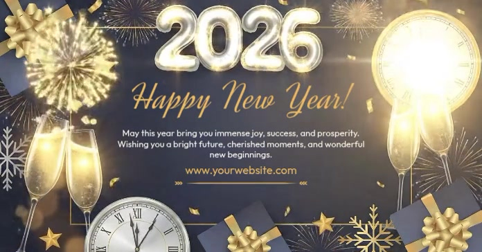 Purple Joyful Happy New Year 2026 Facebook Shared Image Template ...