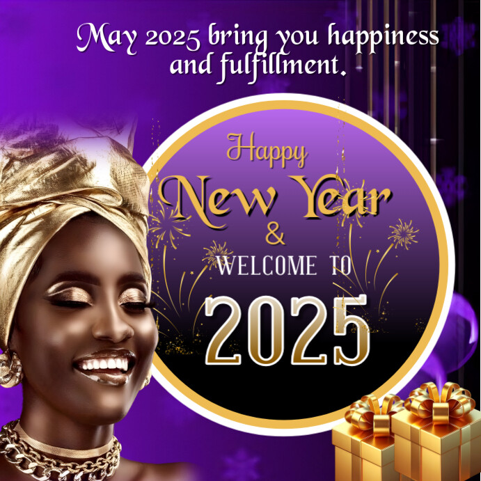 Purple Joyful Happy New Year Flyer Instagram Post Template | PosterMyWall