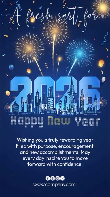 Purple Joyful Happy New Year Instagram Story Template | PosterMyWall