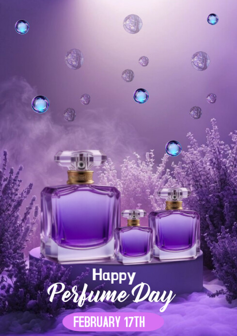 Purple Joyful Happy Perfume Day Flyer A4 Template | PosterMyWall