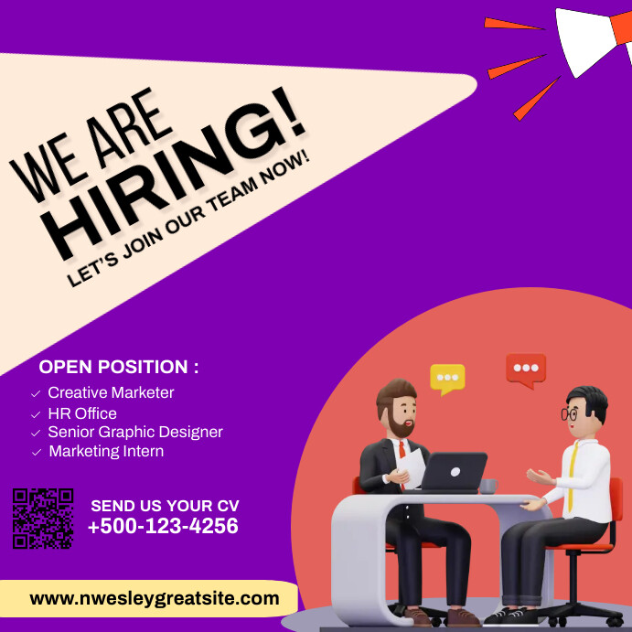 Copy of Purple Joyful Hiring Ad Template Instagram Po | PosterMyWall