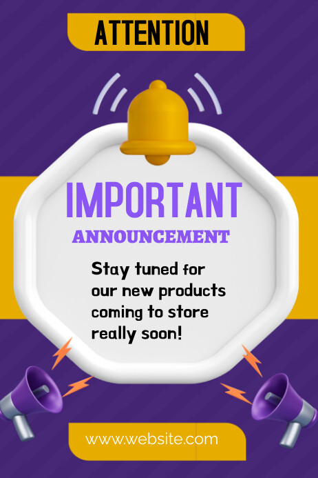 Purple Joyful Important Announcement Poster Template | PosterMyWall