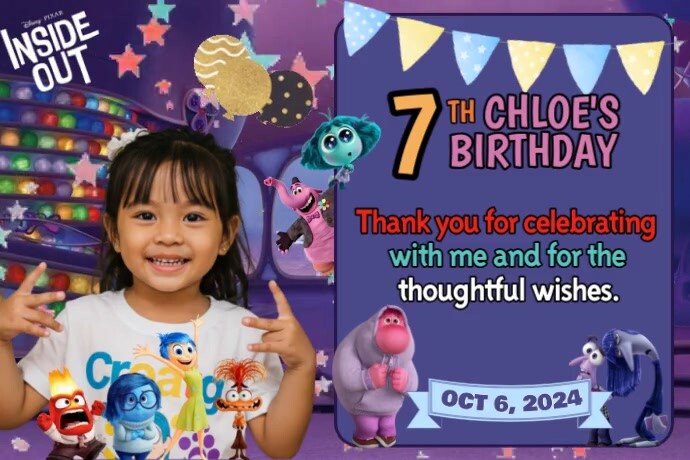 Purple Joyful Inside Out Birthday Refrigerator Magnet Poster Template ...