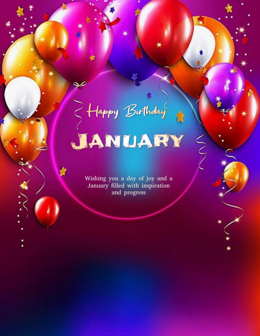 Copy of Purple Joyful January Birthday Flyer (us Letter) | PosterMyWall