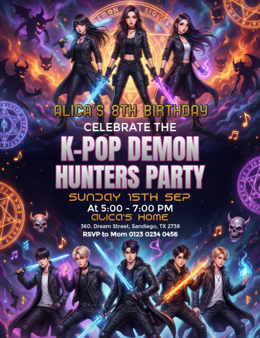 Purple Joyful K-pop Birthday Invitation Flyer (us Letter) Template ...