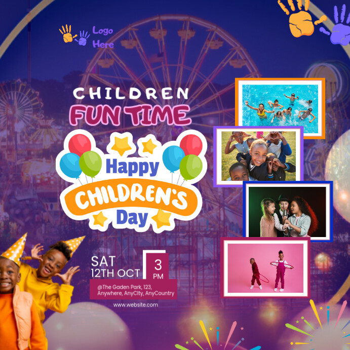 Purple Joyful Kids Funtime Social Media Post Template | PosterMyWall