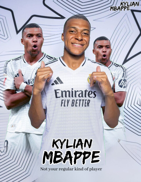 Copy of Purple Joyful Kylian Mbappe Poster Flyer (us Letter) | PosterMyWall