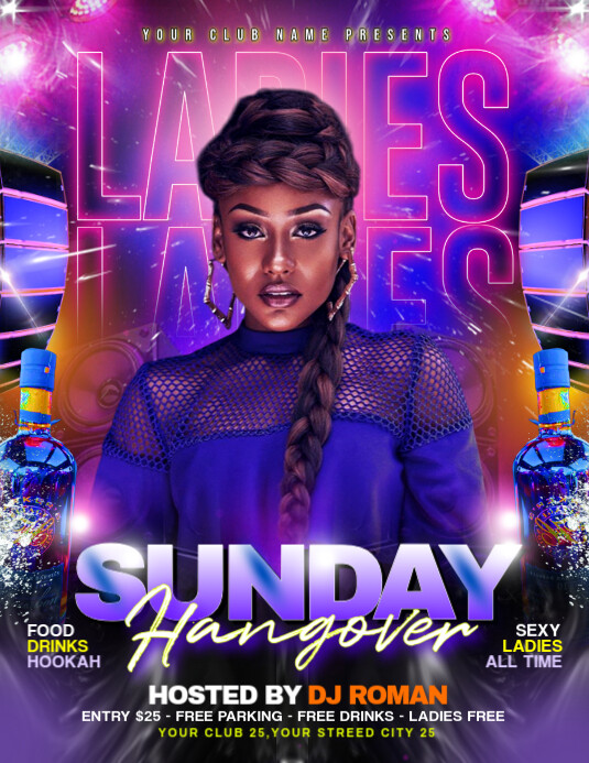 Purple Joyful Ladies Night Out Party Poster Flyer (us Letter) Template ...