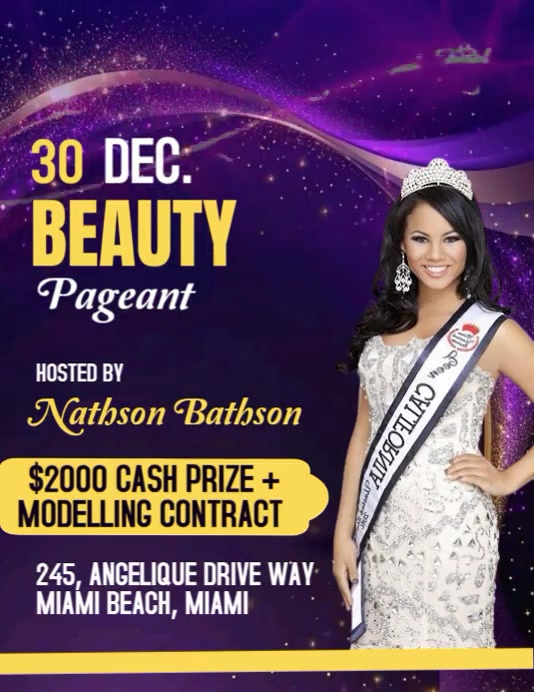 Copy of Purple Joyful Luxury Beauty Pageant Flyer Flyer (us Letter ...